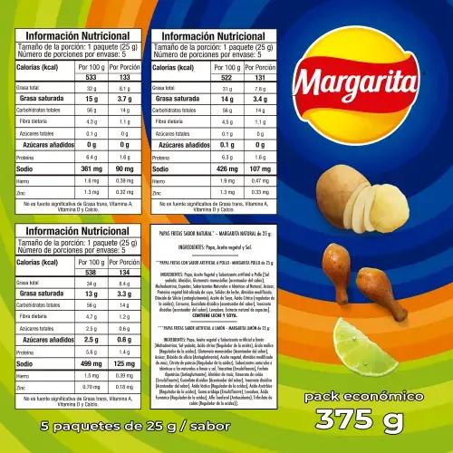 PAPAS MARGARITA SURTIDAS 25GX24U
