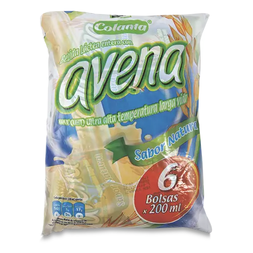 AVENA UHT COLANTA SABOR NATURAL BOLSA 200 MLX6U